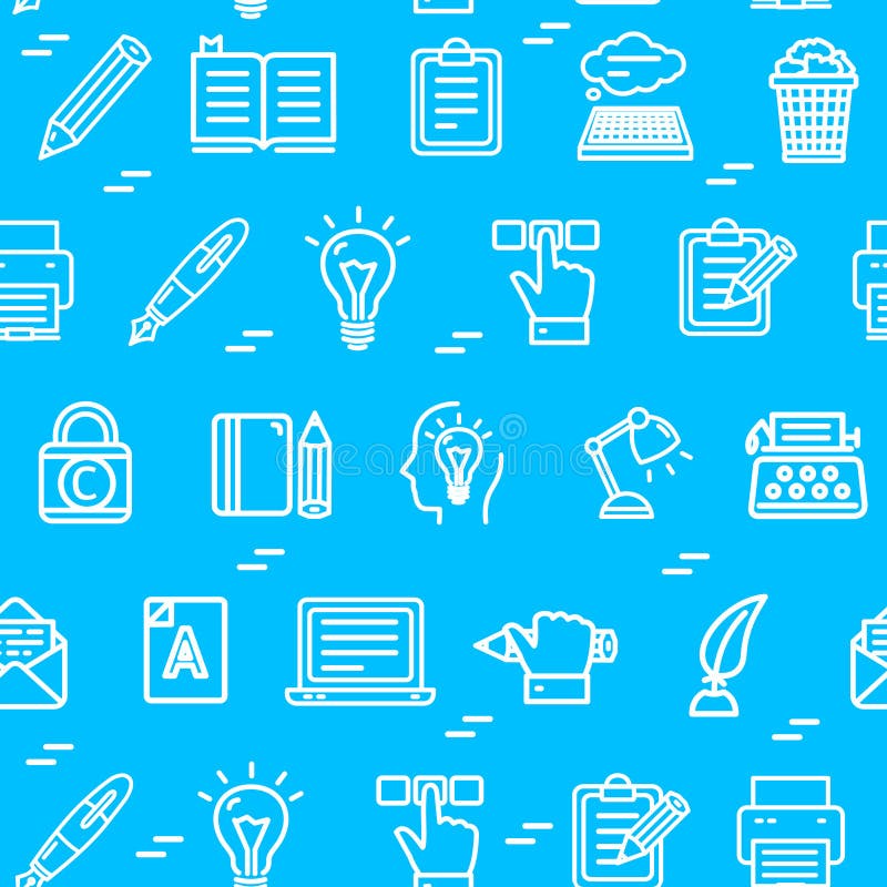Writer and Copywriting Signs Seamless Pattern Background. Vector Stock ...