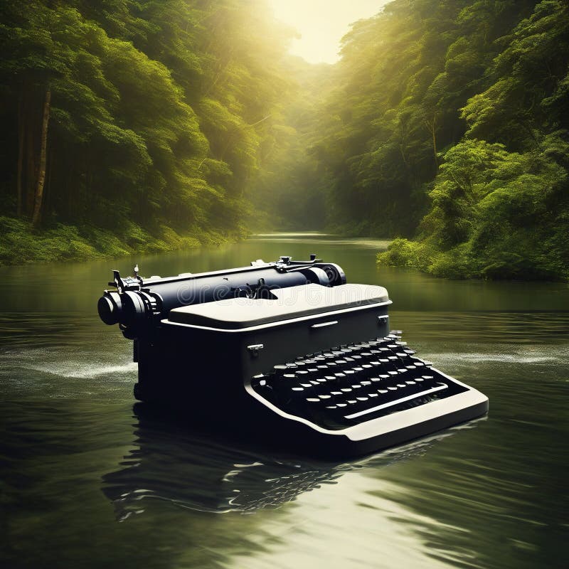 Writer Creativity Imagination Concept Typewriter Flying Over Amazon ...