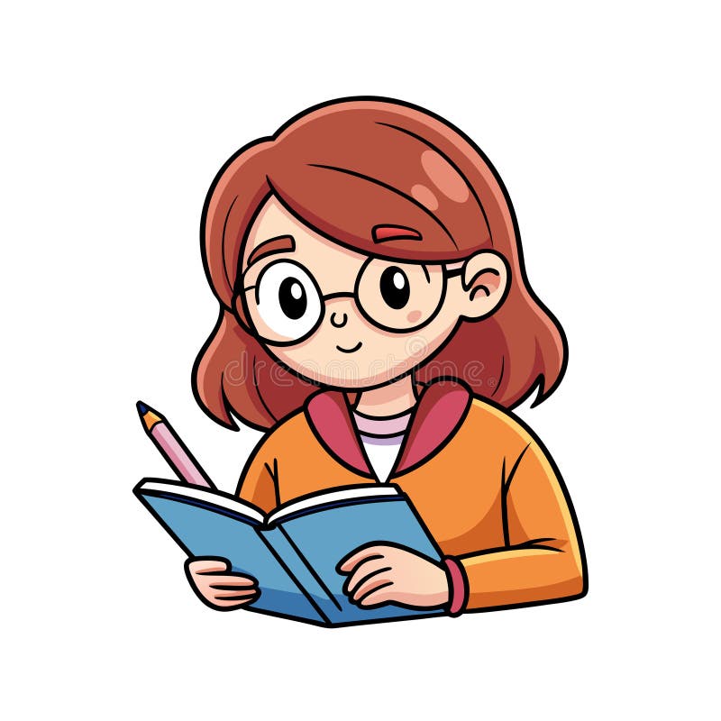 Writer Girl Journaling Her Thoughts Stock Vector - Illustration of ...