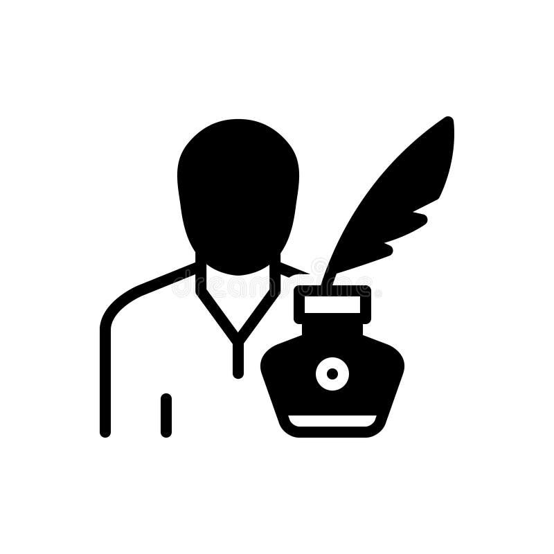 Black Solid Icon for Writer, Amanuensis and Editor Stock Vector ...