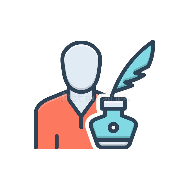 Color Illustration Icon for Writer, Author and Poet Stock Illustration ...