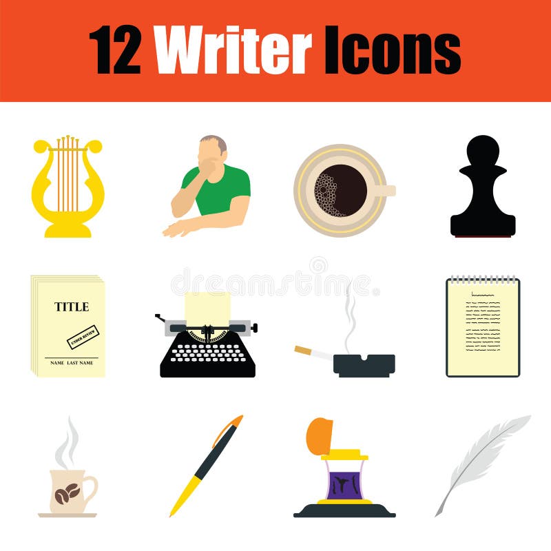 Writer icon set stock vector. Illustration of symbol - 76172784