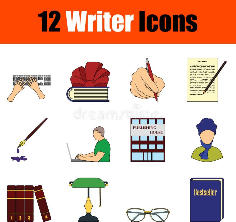 Writer Icon Set stock vector. Illustration of equipment - 207218873