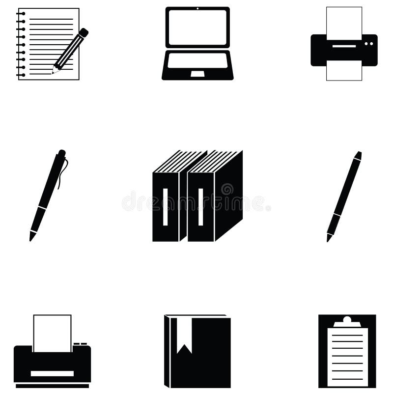 Writer icon set stock vector. Illustration of book, symbol - 120574244