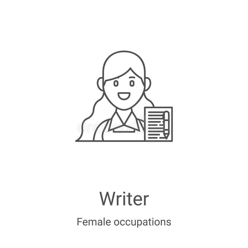 Writer Icon Vector from Female Occupations Collection. Thin Line Writer ...