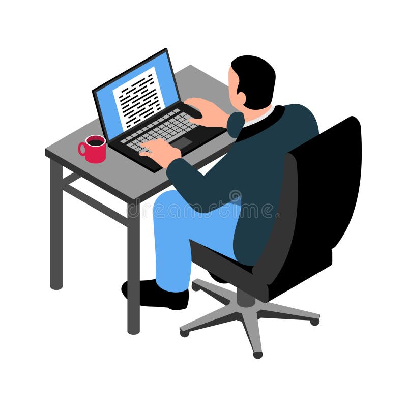 Writer Isometric Icon stock vector. Illustration of typing - 244802805