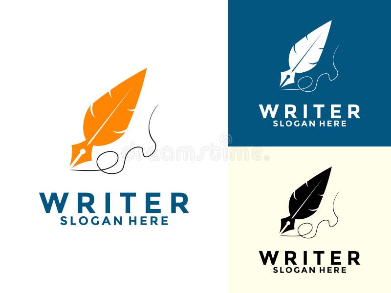Writer Logo Vector Template, Author Education Logo with Line Vector ...