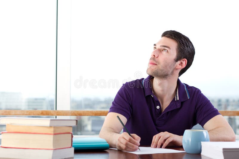 Writer Looking for Inspiration Stock Image - Image of attractive ...