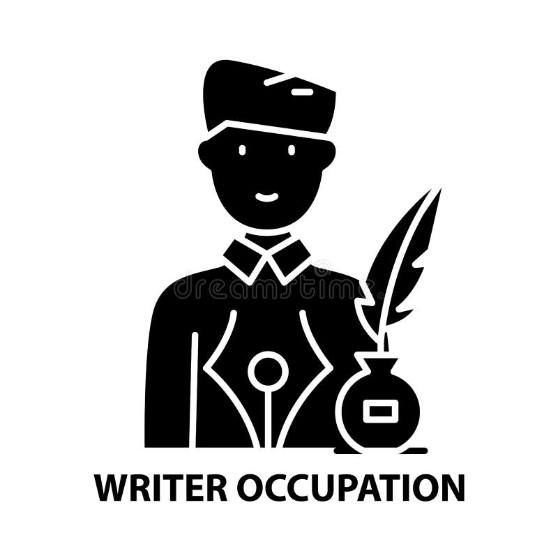 Writer Occupation Icon, Black Vector Sign with Editable Strokes ...