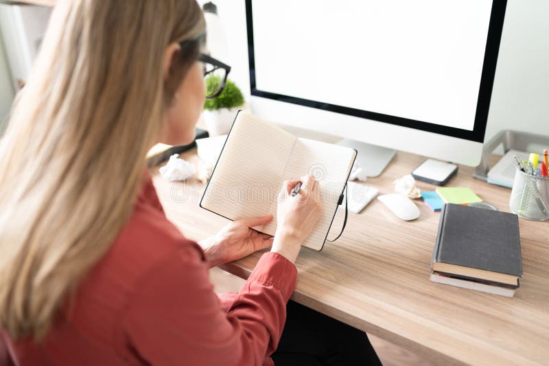 Writer Taking Some Notes in an Office Stock Photo - Image of office ...
