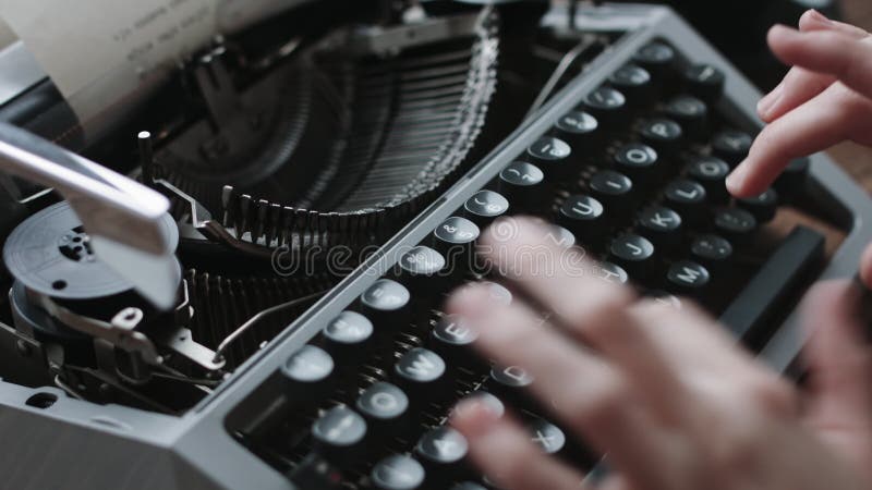 Writer Typing with Retro Writing Machine. Stock Footage - Video of ...