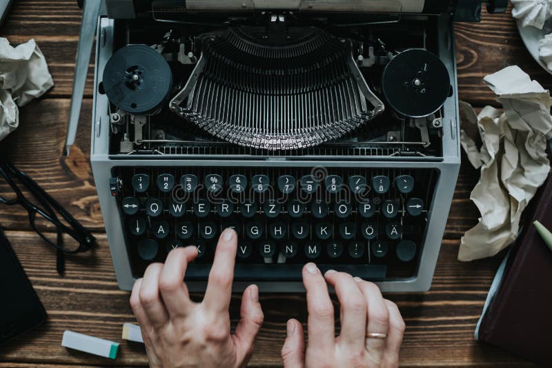 Writer Typing with Retro Writing Machine. Stock Photo - Image of ...
