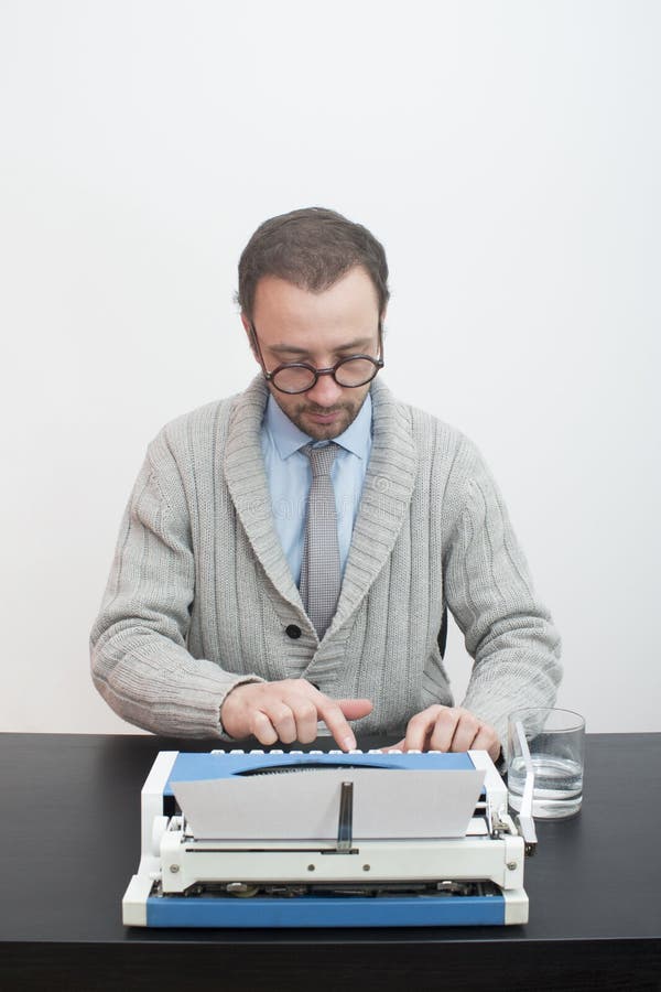 Writer Typing on Typewriter Stock Image - Image of deadline, interior ...