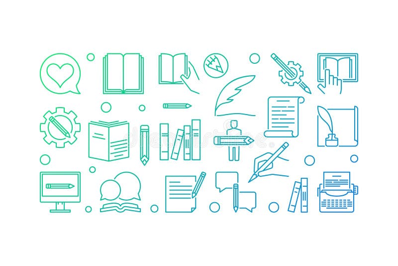 Writer Vector Creative Outline Horizontal Banner Stock Vector ...