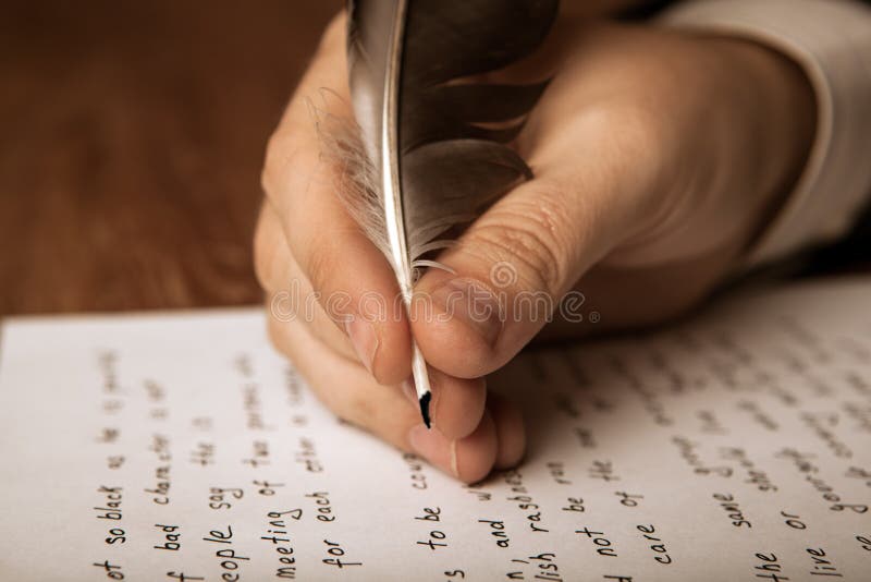 Writer Writes a Fountain Pen on Paper Work Stock Photo - Image of ...
