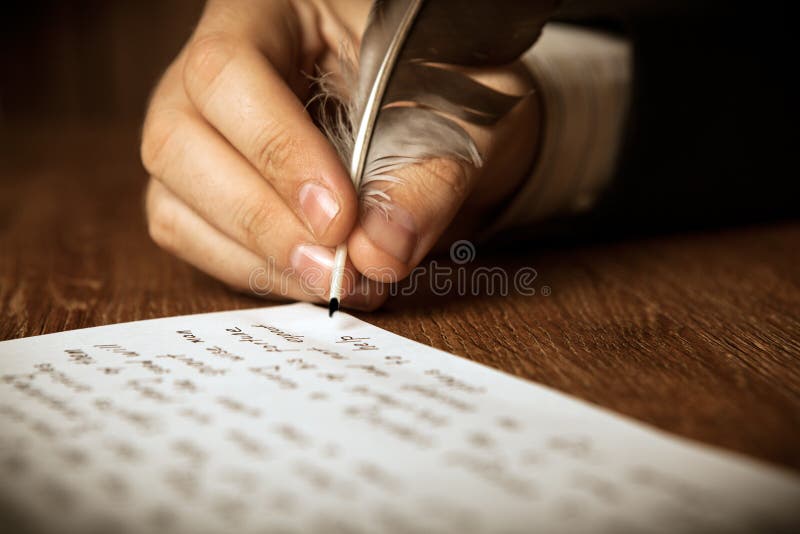 Writer Writes a Fountain Pen on Paper Work Stock Photo - Image of ...