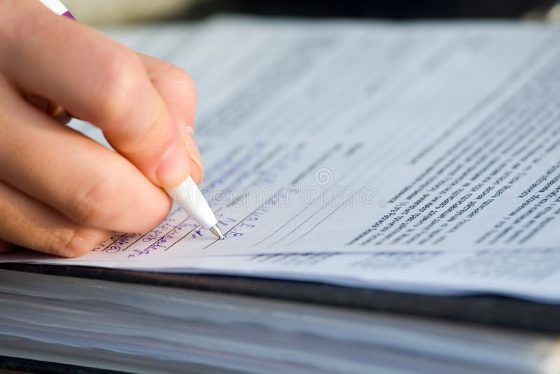 Writing stock image. Image of women, office, document - 7314365