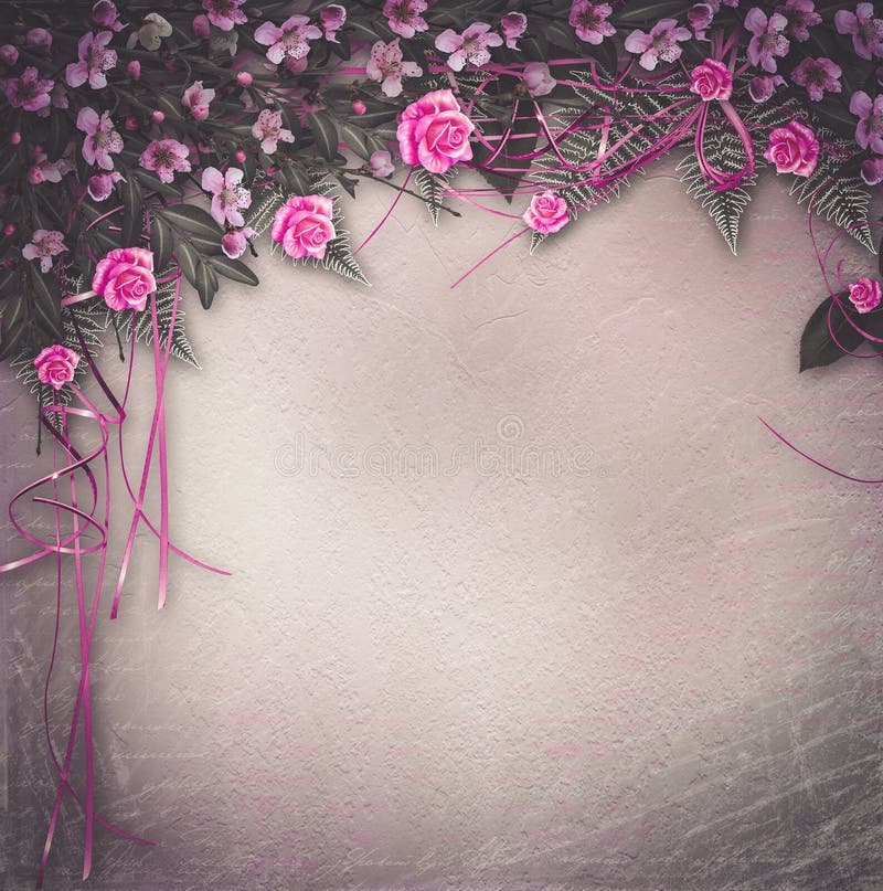 Writing Abstract Background with Floral Beautiful Bouquet Stock Photo ...