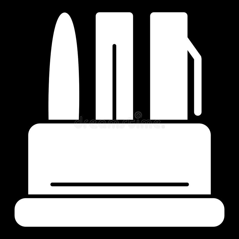 Writing Accessories in a Container Vector Icon. Black and White ...
