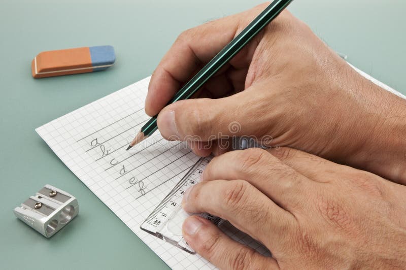 Writing in Action with Hands Stock Image - Image of green, writing ...