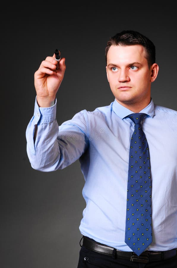 Writing in air stock photo. Image of marker, handsome - 32119420