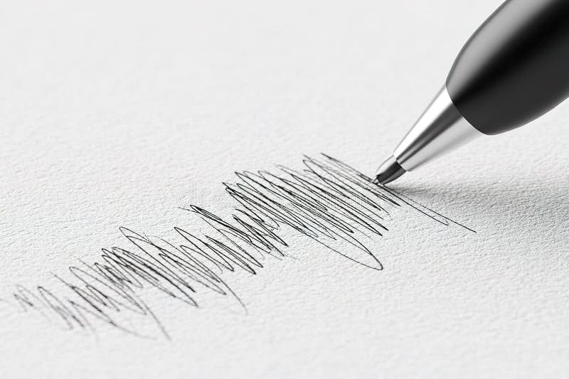 Writing with a Black Pen on a Textured White Surface, Capturing the ...