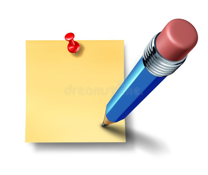 Writing an on a Blank Office Note with Blue Pencil Stock Illustration ...