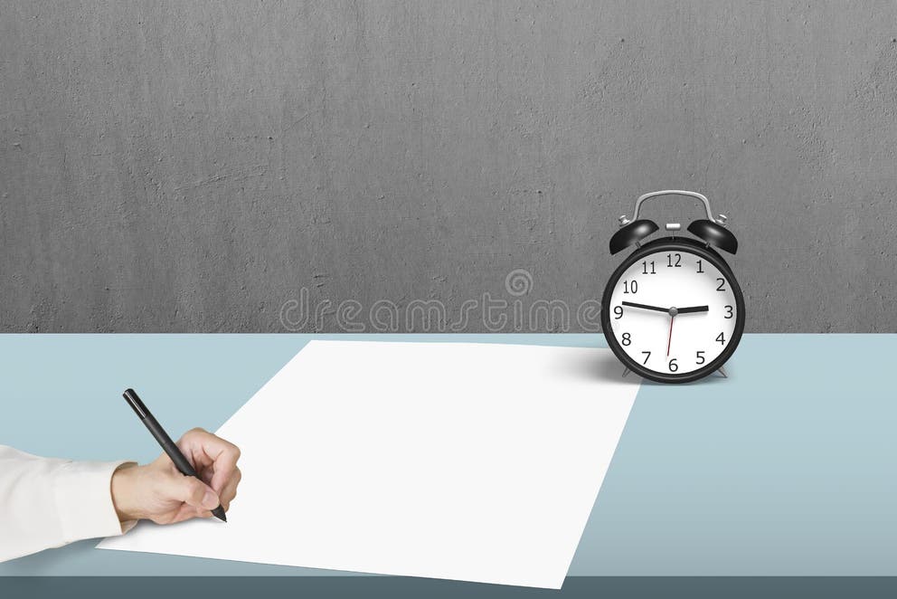 Writing on Blank Paper with Alarm Clock Stock Photo - Image of alarm ...