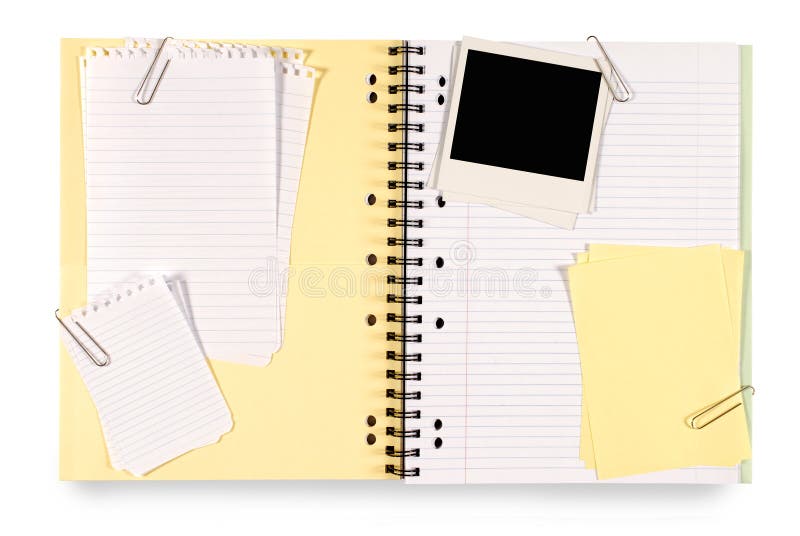 Photo Album or Scrapbook with Polaroid Photo Frame and Various Pieces ...