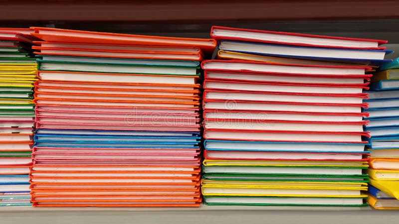 Writing Books Stacked Different Colors Stock Image - Image of ...