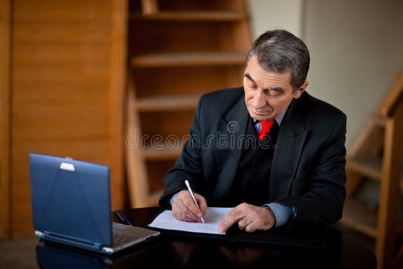 Writing businessman stock photo. Image of caucasian, information - 13431386