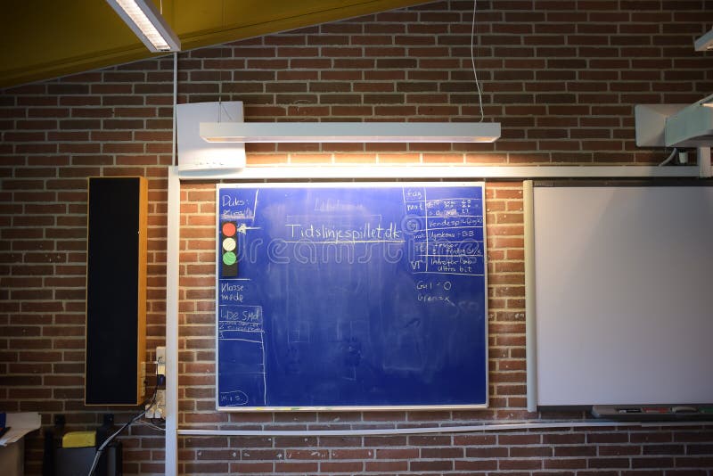 Writing on a Chalkboard in a Classroom Stock Image - Image of planing ...