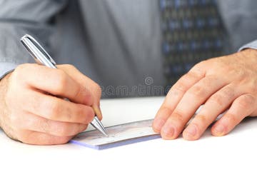 Writing a check stock photo. Image of closeup, corporate - 1953970