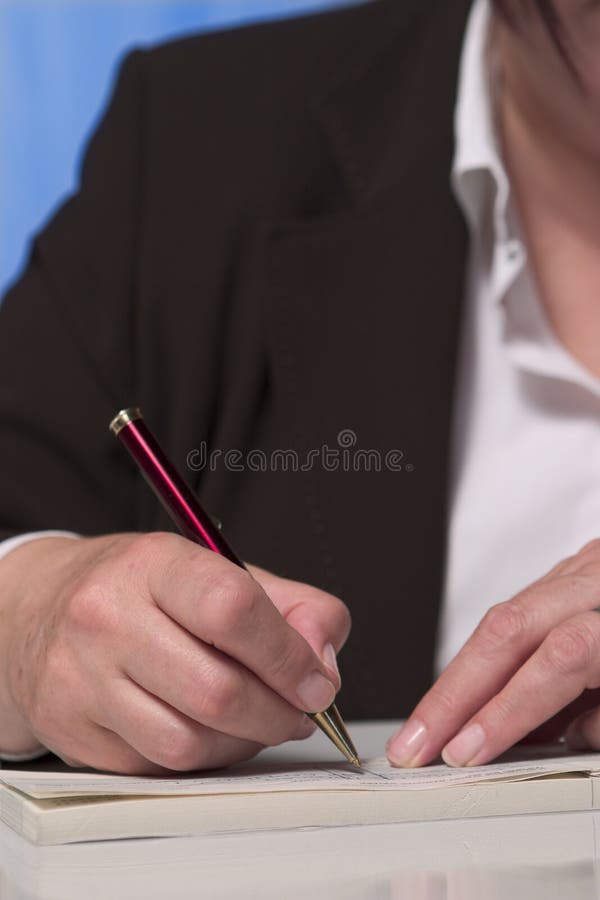 Writing a cheque stock image. Image of writing, transaction - 2814601