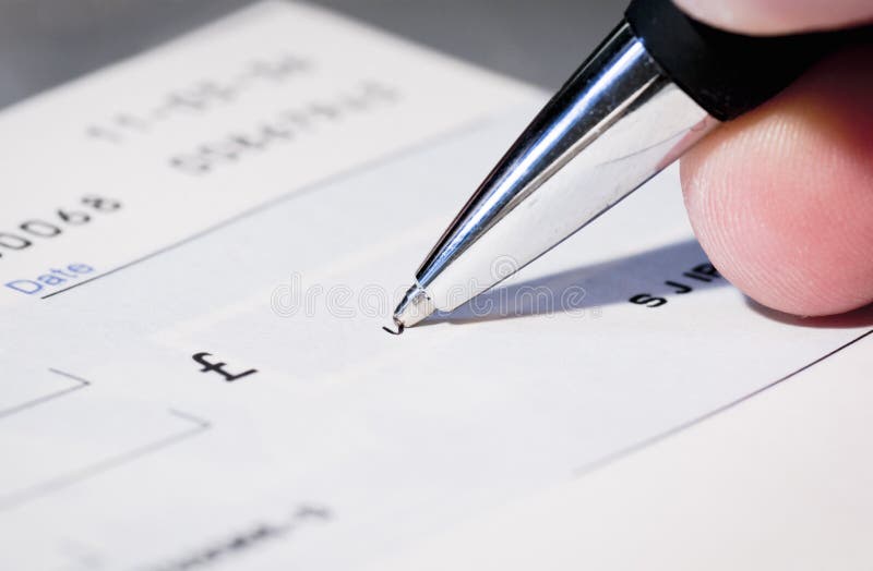 Signing a money cheque stock photo. Image of amount, investment - 2126974