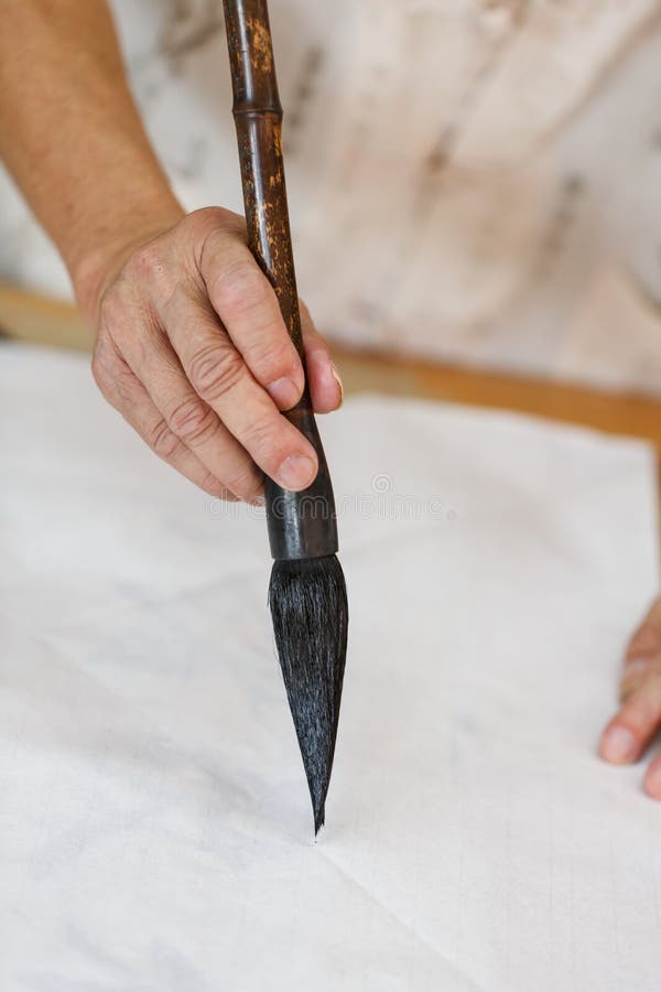 Man Writing Chinese Calligraphy Stock Photo - Image of paintbrush ...