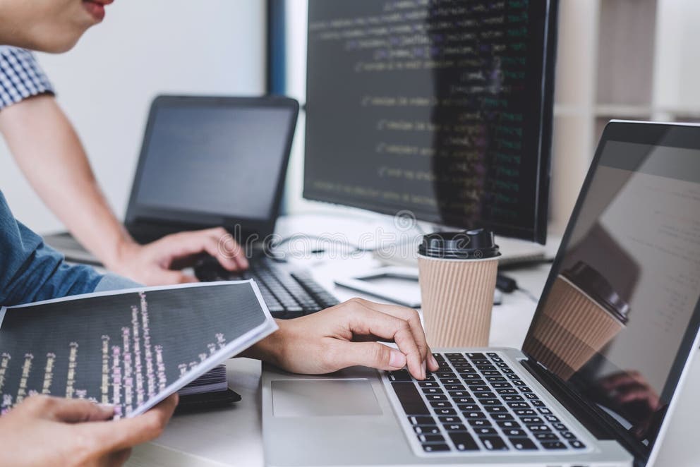 Writing Codes and Typing Data Code Technology, Programmer Cooper Stock Photo - Image of ...