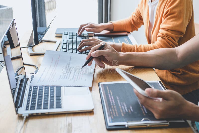 Writing Codes and Typing Data Code Technology, Programmer Cooper Stock ...