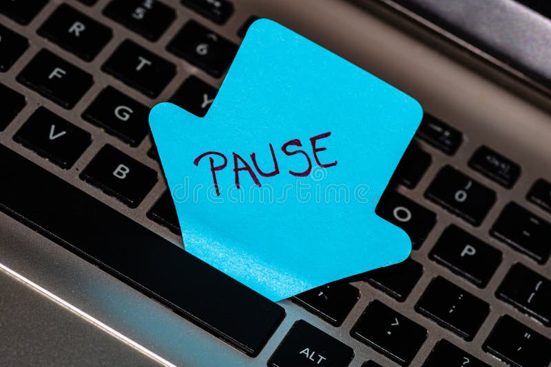 Pause text on button stock image. Image of progress - 118355627