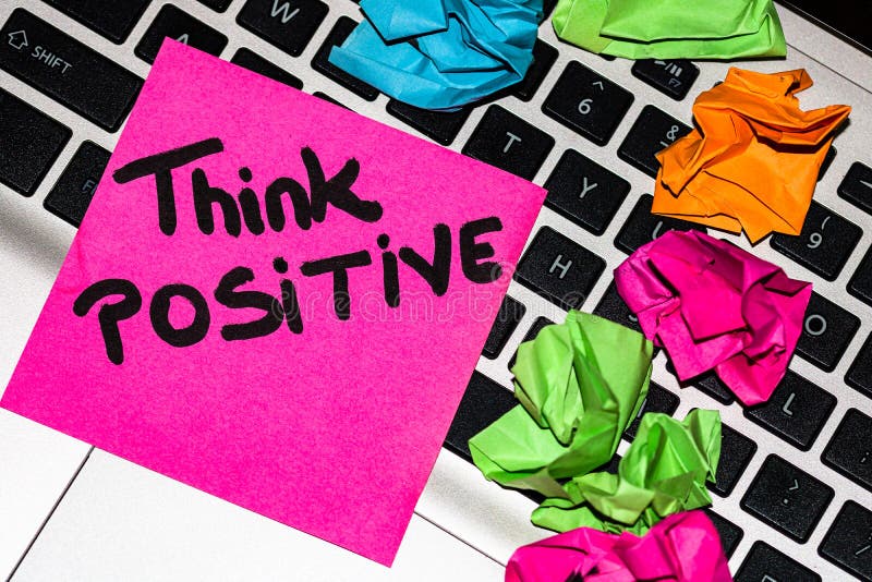 Writing on Colorful Sticky Note Think Positive. Text with Think ...
