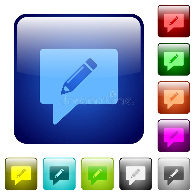 Writing Comment Color Square Buttons Stock Vector - Illustration of ...