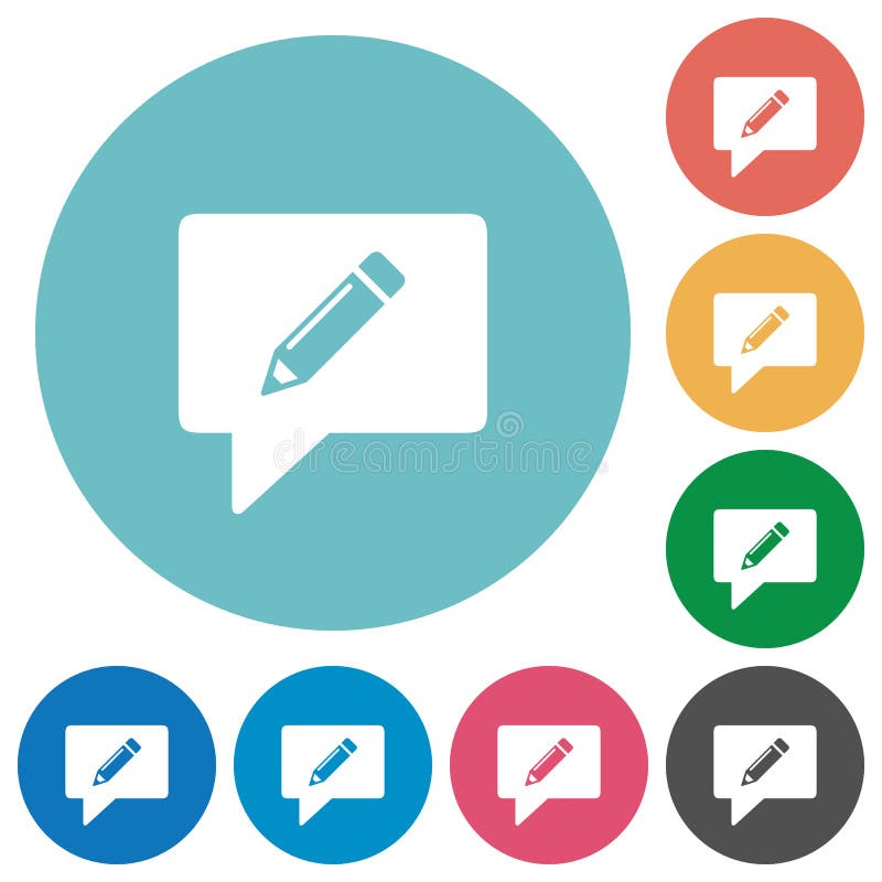 Writing Comment Flat Round Icons Stock Vector - Illustration of ...