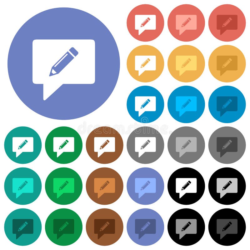 Writing Comment Round Flat Multi Colored Icons Stock Vector ...
