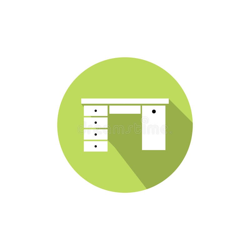 Writing or Computer Desk, Flat Icons in Circles with Long Shadows ...