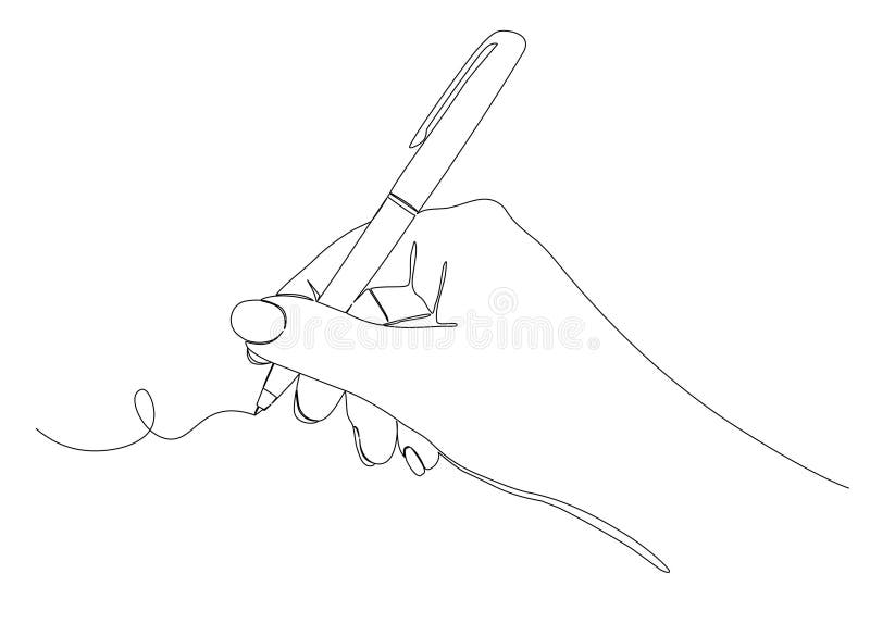 Writing Continuous Line Drawing Hand with Pen Line Art. One Line Vector ...
