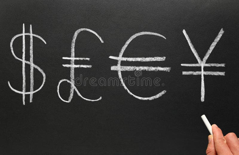 Writing Currency Symbols on a Blackboard. Stock Image - Image of ...