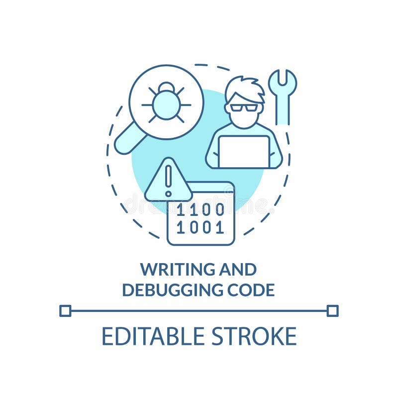 Writing and Debugging Code Turquoise Concept Icon Stock Vector ...