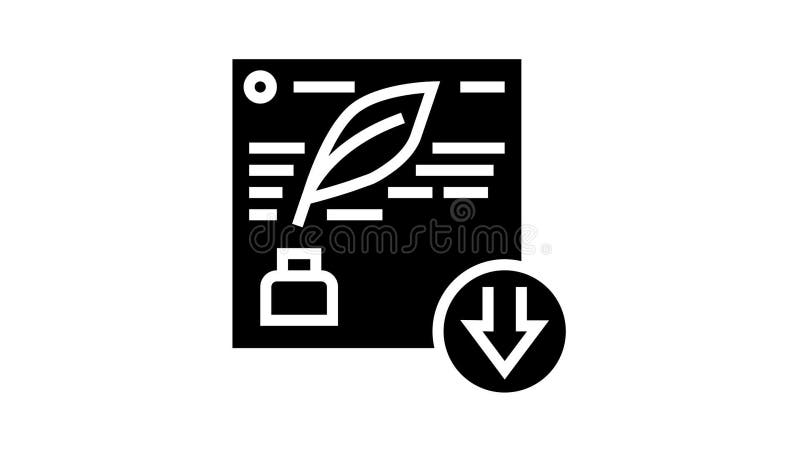 Writing Description Glyph Icon Animation Stock Footage - Video of media ...