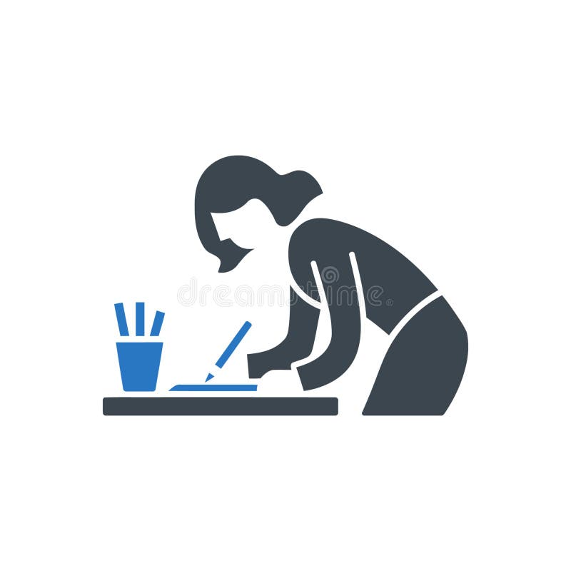 Writing Desk Worker Icon stock vector. Illustration of administrative ...