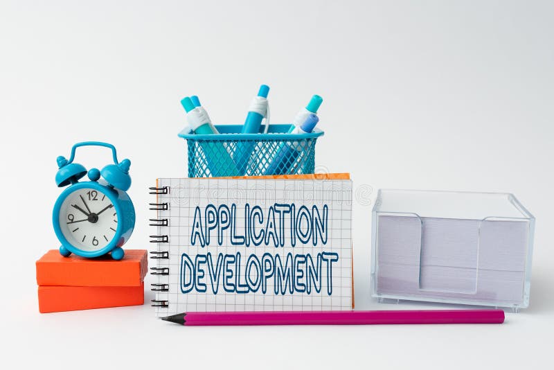 Writing Displaying Text Application Development Word Written On Creation Of Computer Apps For